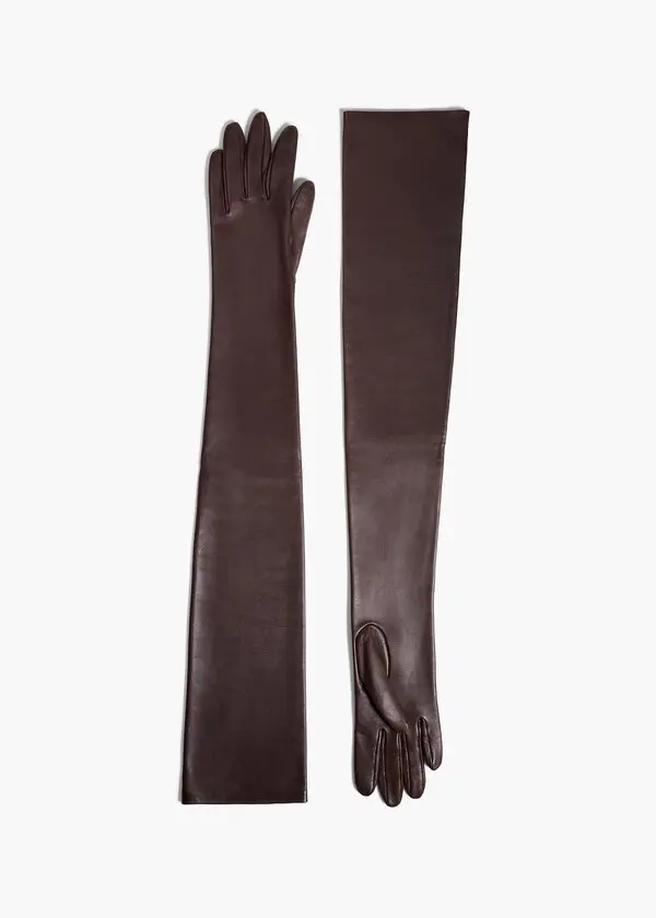 Khaite Remo Leather Long Gloves - Brown