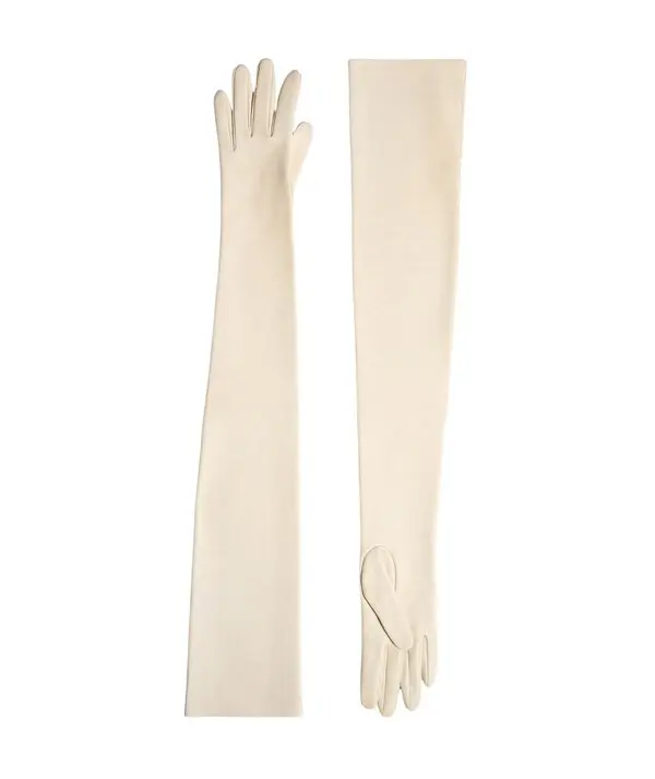Khaite Remo Leather Long Gloves - Cream