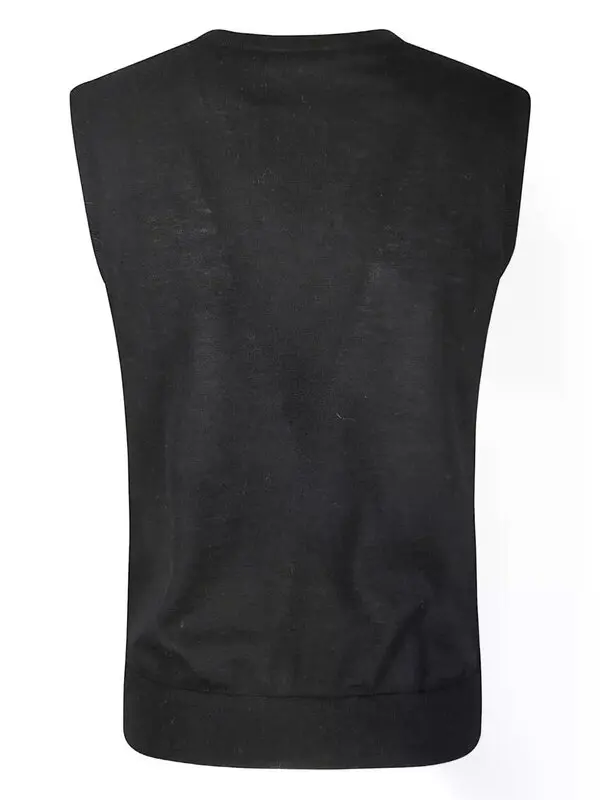LISA YANG Knitted Cashmere V-neck Vest - Black