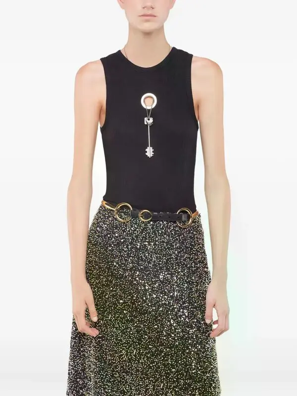 Rabanne Eyelet-detail Ribbed Tank Top - Black