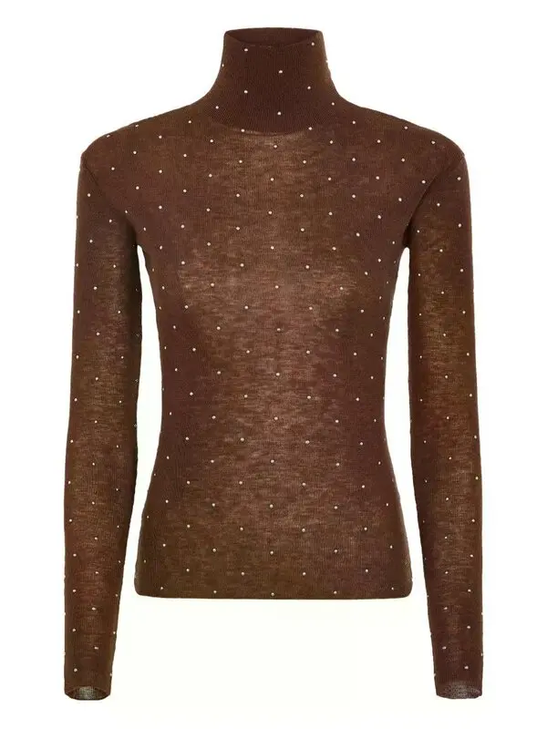 Rabanne Embellished Turtleneck Top - Brown
