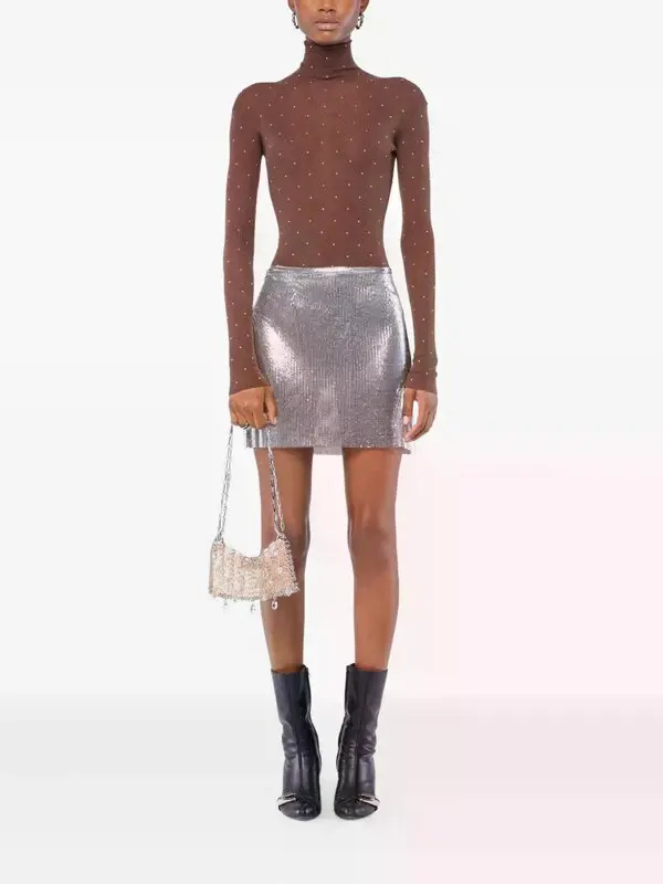 Rabanne Embellished Turtleneck Top - Brown