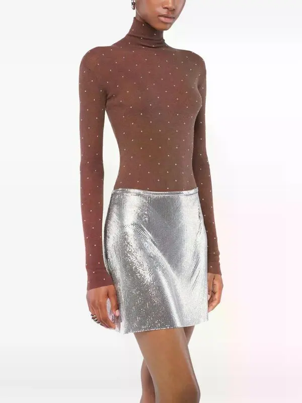 Rabanne Embellished Turtleneck Top - Brown