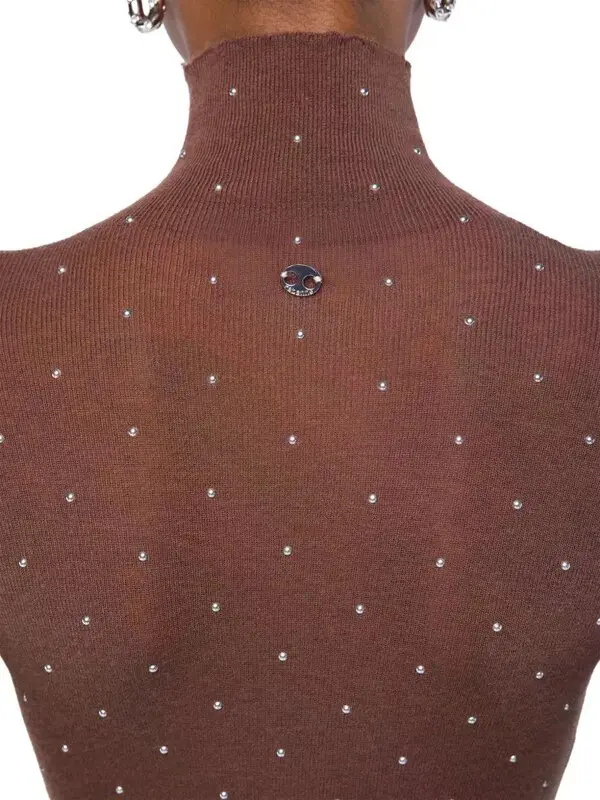 Rabanne Embellished Turtleneck Top - Brown