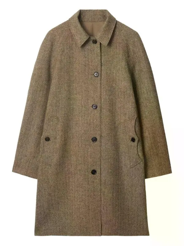 Burberry Long Herringbone Wool Dual Car Coat