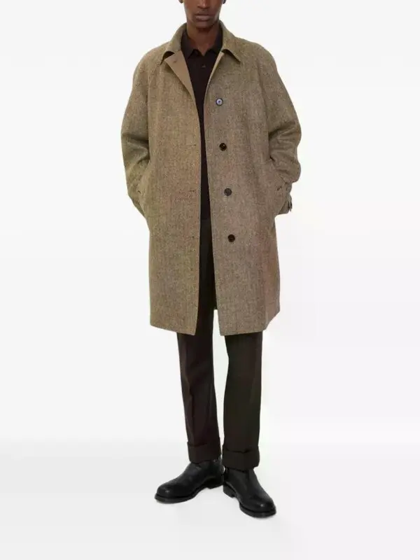 Burberry Long Herringbone Wool Dual Car Coat