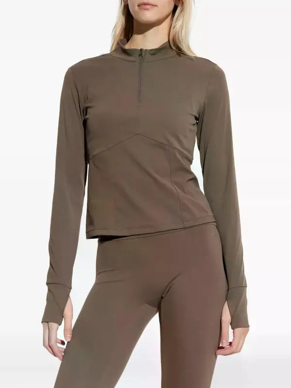 RETHINKIT STUDIOS High-neck Half-zip Top - Brown