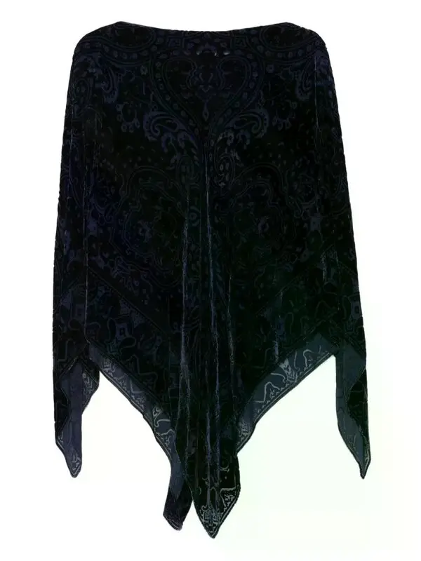 Etro Burnout Velvet Paisley Poncho - Blue