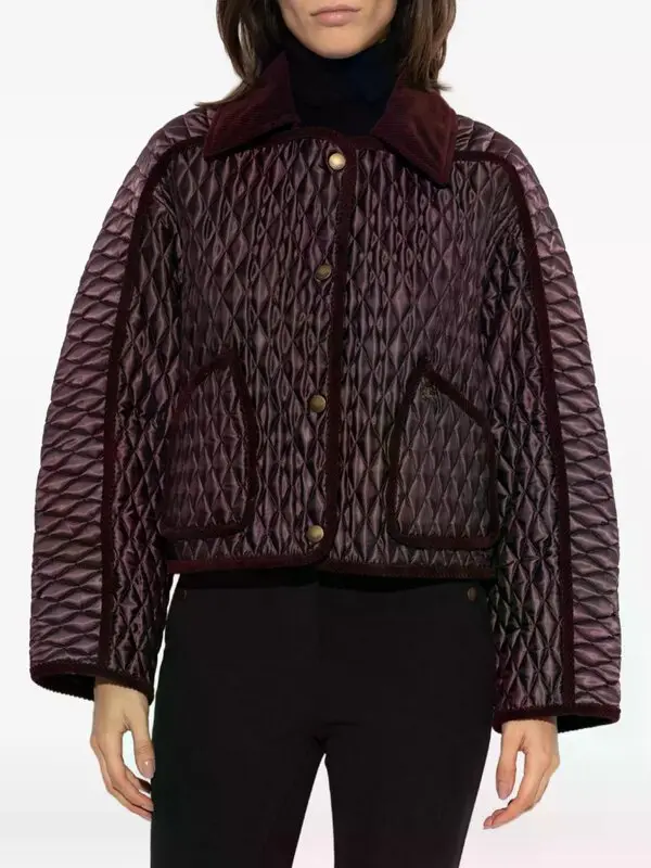 Burberry Cropped Quilted Floriston Jacket - Red