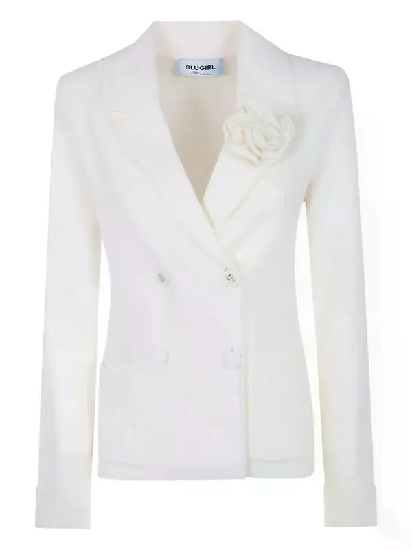 BLUGIRL Double-breasted Blazer With Rose Brooch