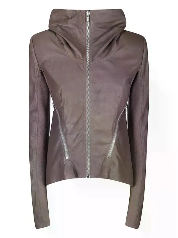 Rick Owens Naska Zip-front Leather Biker Jacket - Brown