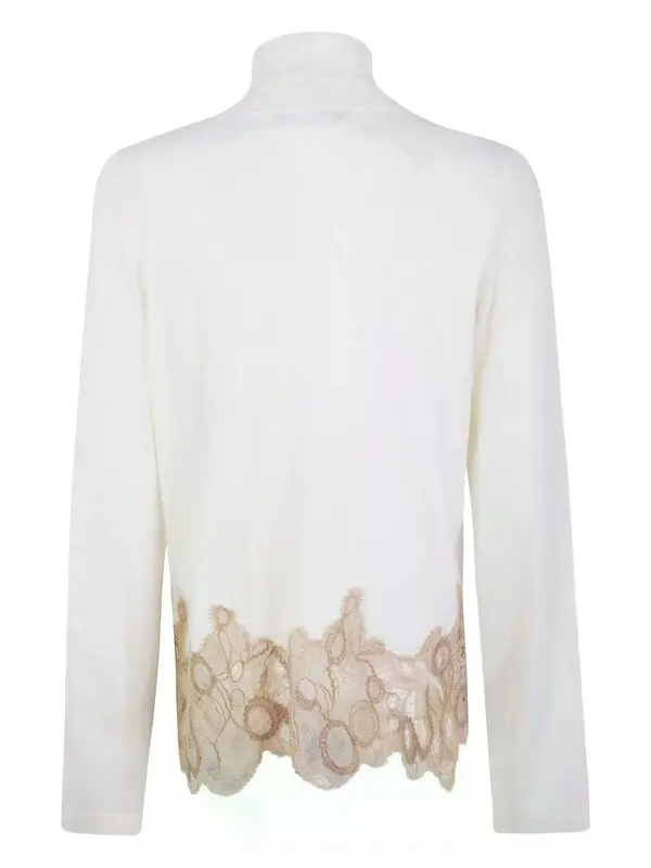 Fabiana Filippi Lace-trimmed Turtleneck Sweater