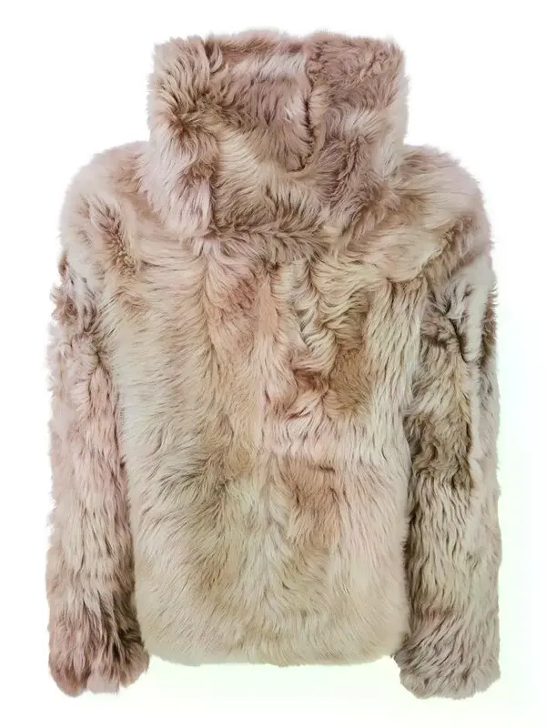 YVES SALOMON Hooded Lamb Fur Jacket - Brown
