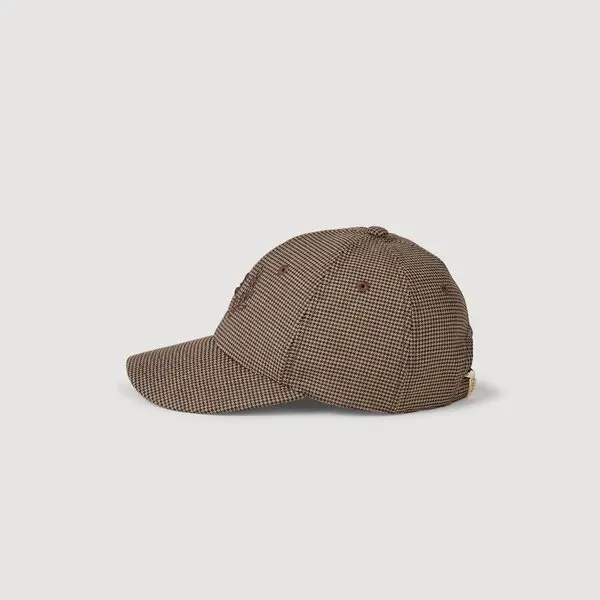 Sandro Houndstooth Print Cap - Brown