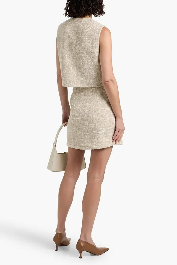 Theory Cropped Cotton-blend Tweed Vest