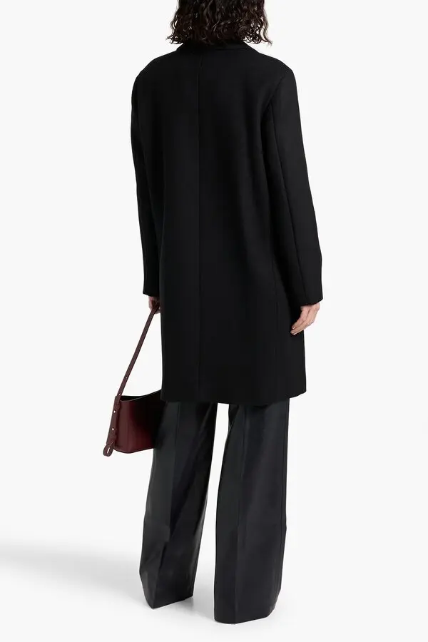 Theory Double-breasted Wool-felt Coat - Black