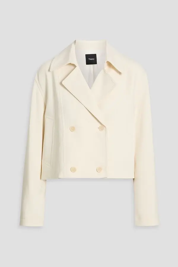 Theory Cropped Crepe Trench Coat - Ivory