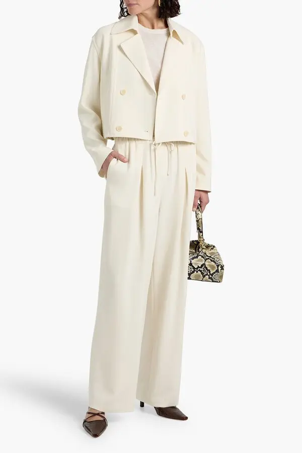Theory Cropped Crepe Trench Coat In Ivory - 60% Off | Editorialist
