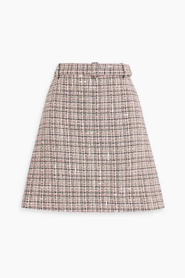 Theory Belted Cotton-blend Tweed Mini Skirt
