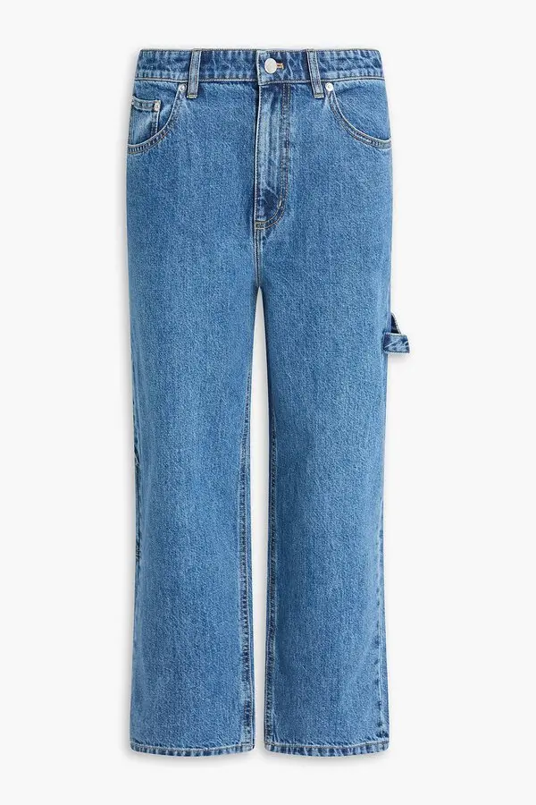 Tibi Cropped High-rise Straight-leg Jeans - Mid Denim