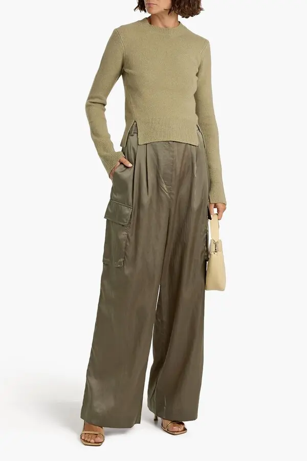Tibi Stella Pleated Wide-leg Pants