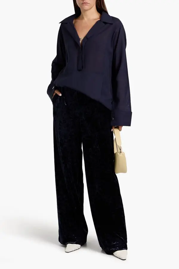 Tibi Stretch Velvet Wide-leg Pants