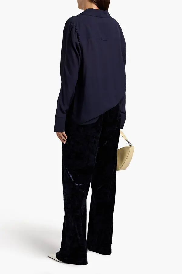 Tibi Stretch Velvet Wide-leg Pants