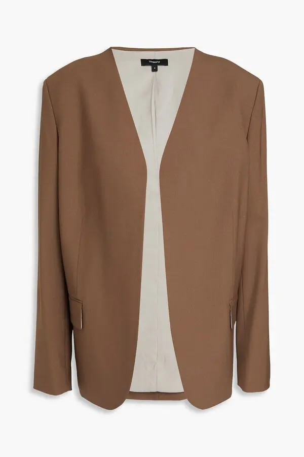 Theory Wool-blend Open-front Blazer - Taupe