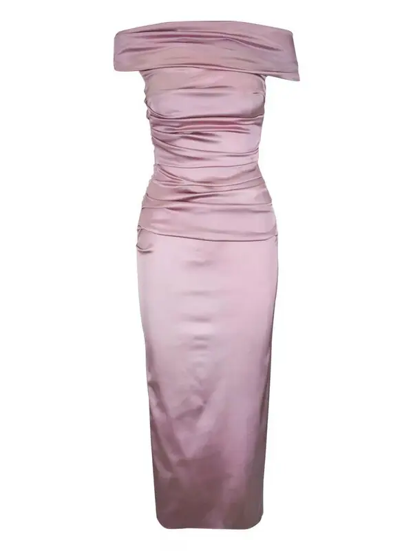 Talbot Runhof Satin Off-shoulder Dress - Pink
