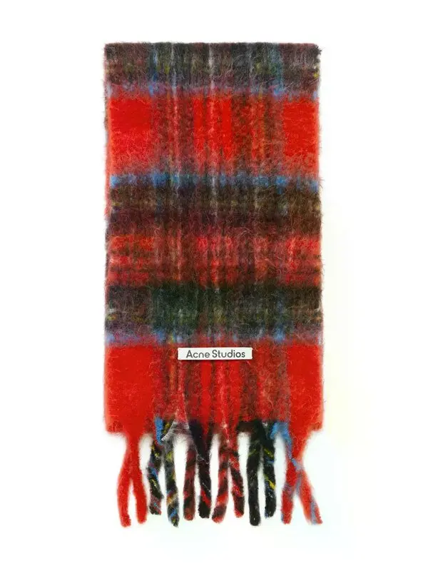 Acne Studios Plaid Fringed Scarf - Red
