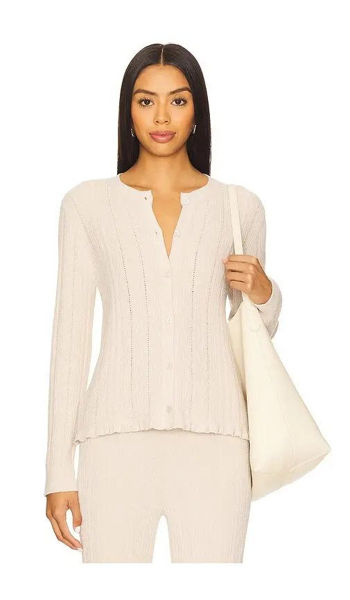 Barefoot Dreams Cozychic Ultra Lite Cable Knit Cardigan With Ruffle