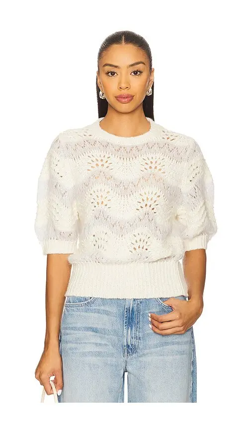 MOTHER The Powder Puff Crochet Knit Sweater