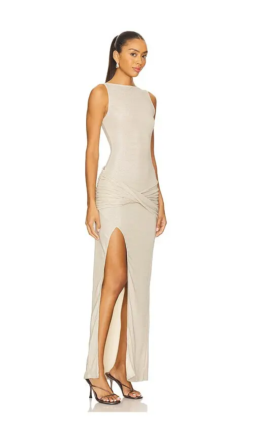 Superdown Zixuan Maxi Dress In Metallic - Silver