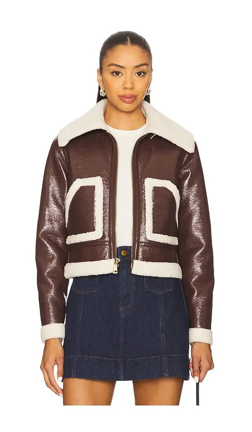 Alice + Olivia Isaiah Faux Shearling Aviator Jacket