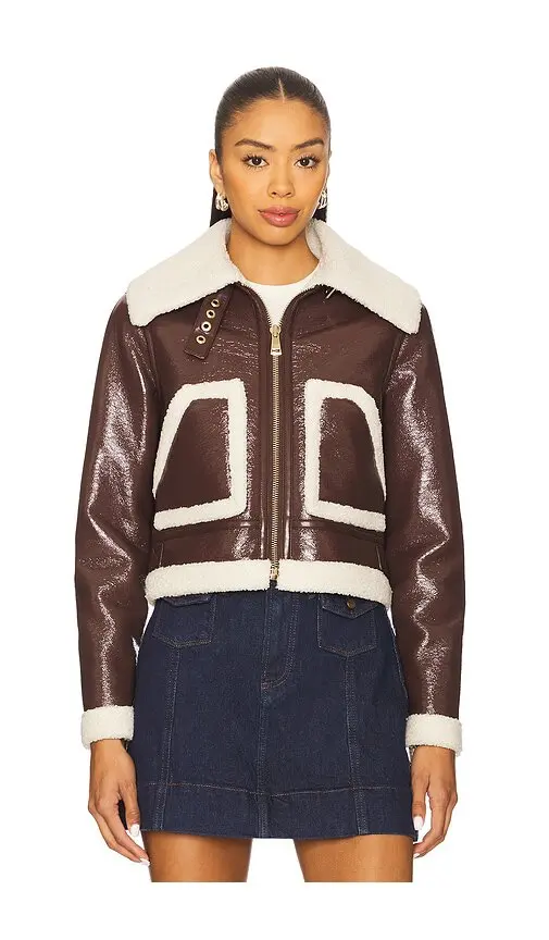 Alice + Olivia Isaiah Faux Shearling Aviator Jacket