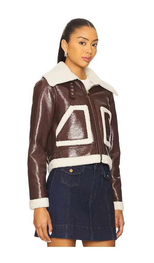 Alice + Olivia Isaiah Faux Shearling Aviator Jacket