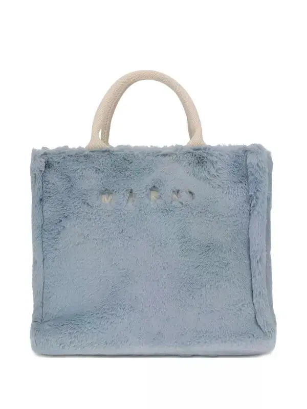 Marni Fur-trimmed Tote Bag - Neutrals