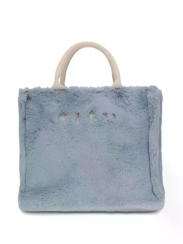 Marni Fur-trimmed Tote Bag - Neutrals