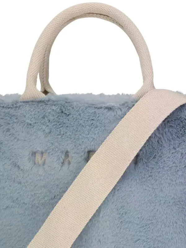 Marni Fur-trimmed Tote Bag - Neutrals