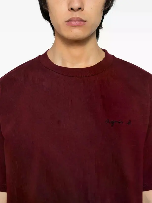 AGNES B. Logo-embroidered T-shirt - Red