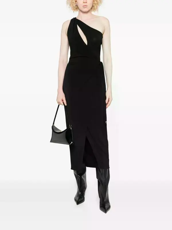 Amiri One-shoulder Wrap Midi Dress