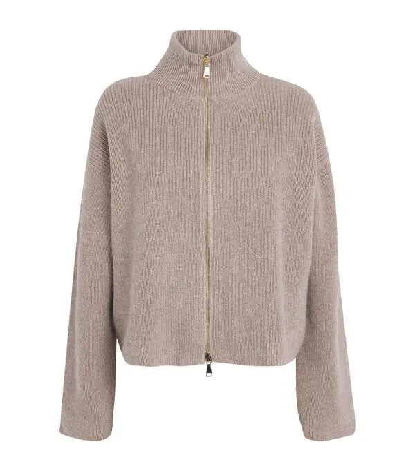 Fabiana Filippi Reversible Zip-Up Cardigan In Brown - 22% Off