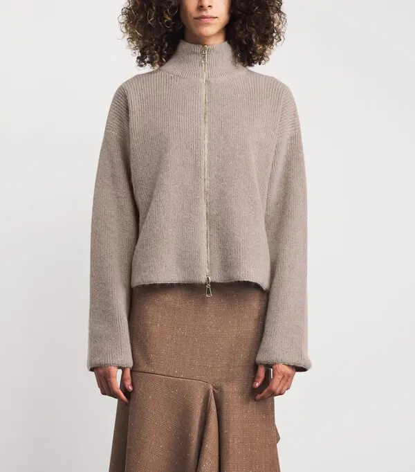 Fabiana Filippi Reversible Zip-Up Cardigan In Brown - 22% Off