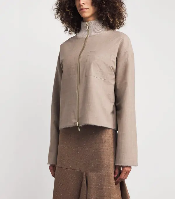 Fabiana Filippi Reversible Zip-Up Cardigan In Brown - 22% Off