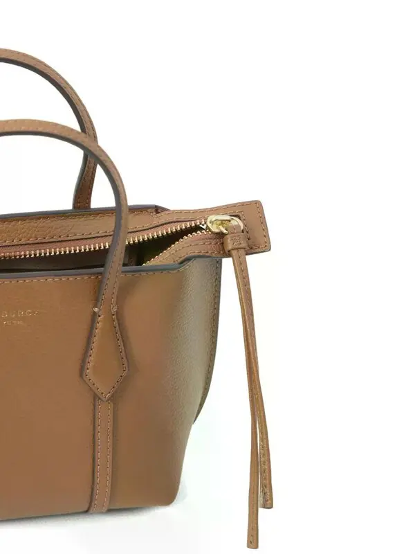 Tory Burch Perry Mini Zip-top Leather Tote Bag - Brown