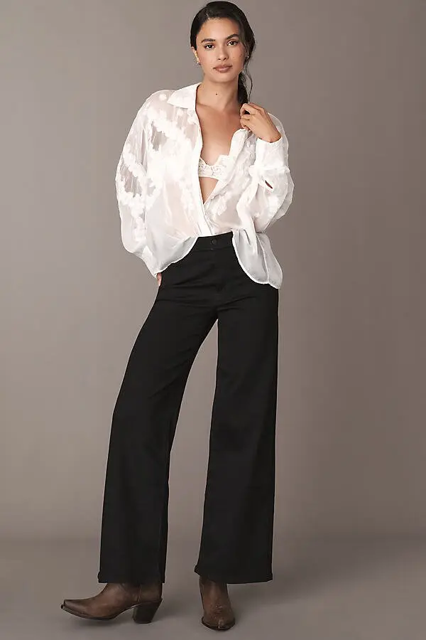 FRAME Le Slim Palazzo High-rise Wide-leg Jeans - Black