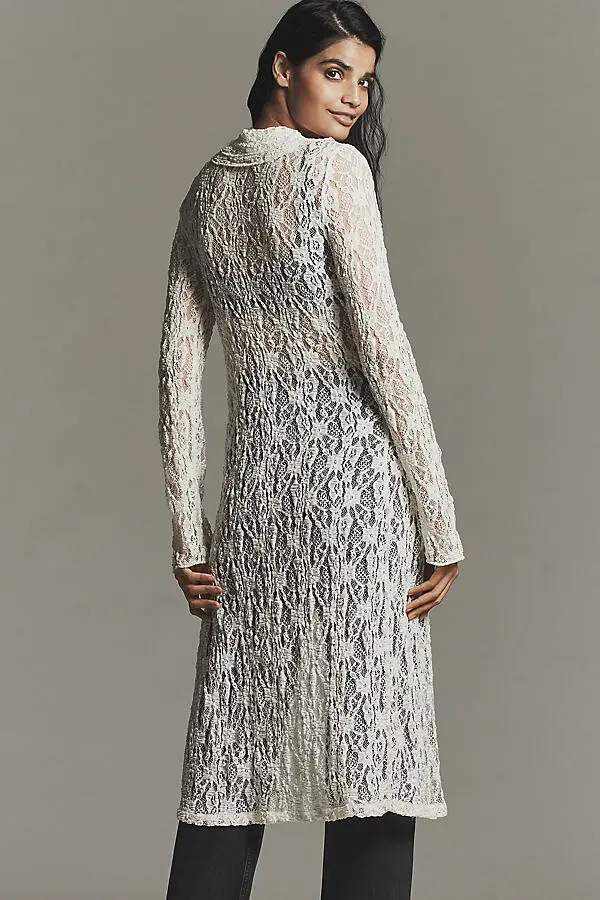 Anthropologie Lace Cardigan Top - Cloud White