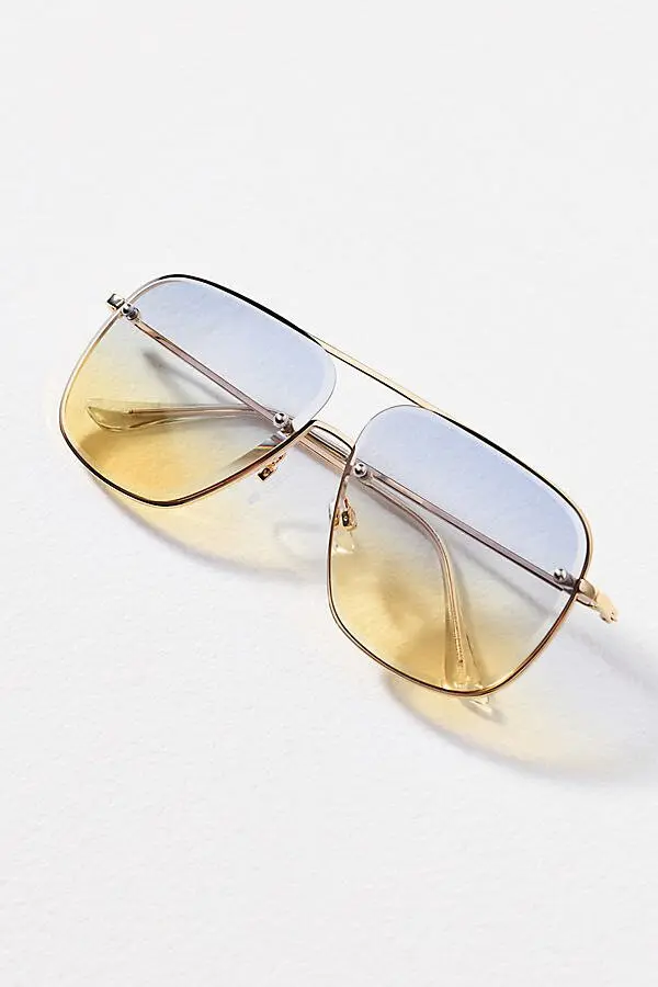 ELITE EYEWEAR Aviator Sunglasses - Silver/yellow