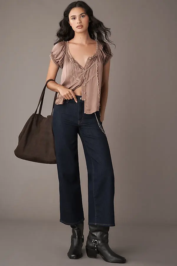 FRAME Le Slim Palazzo High-rise Crop Wide Leg Jeans - Rinse
