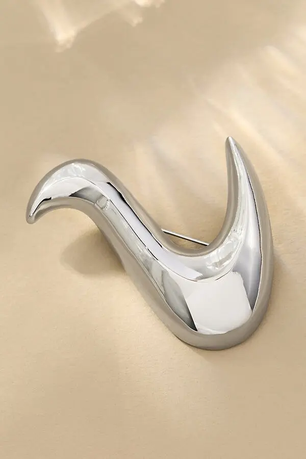 Anthropologie Sleek Squiggle Brooch - Silver